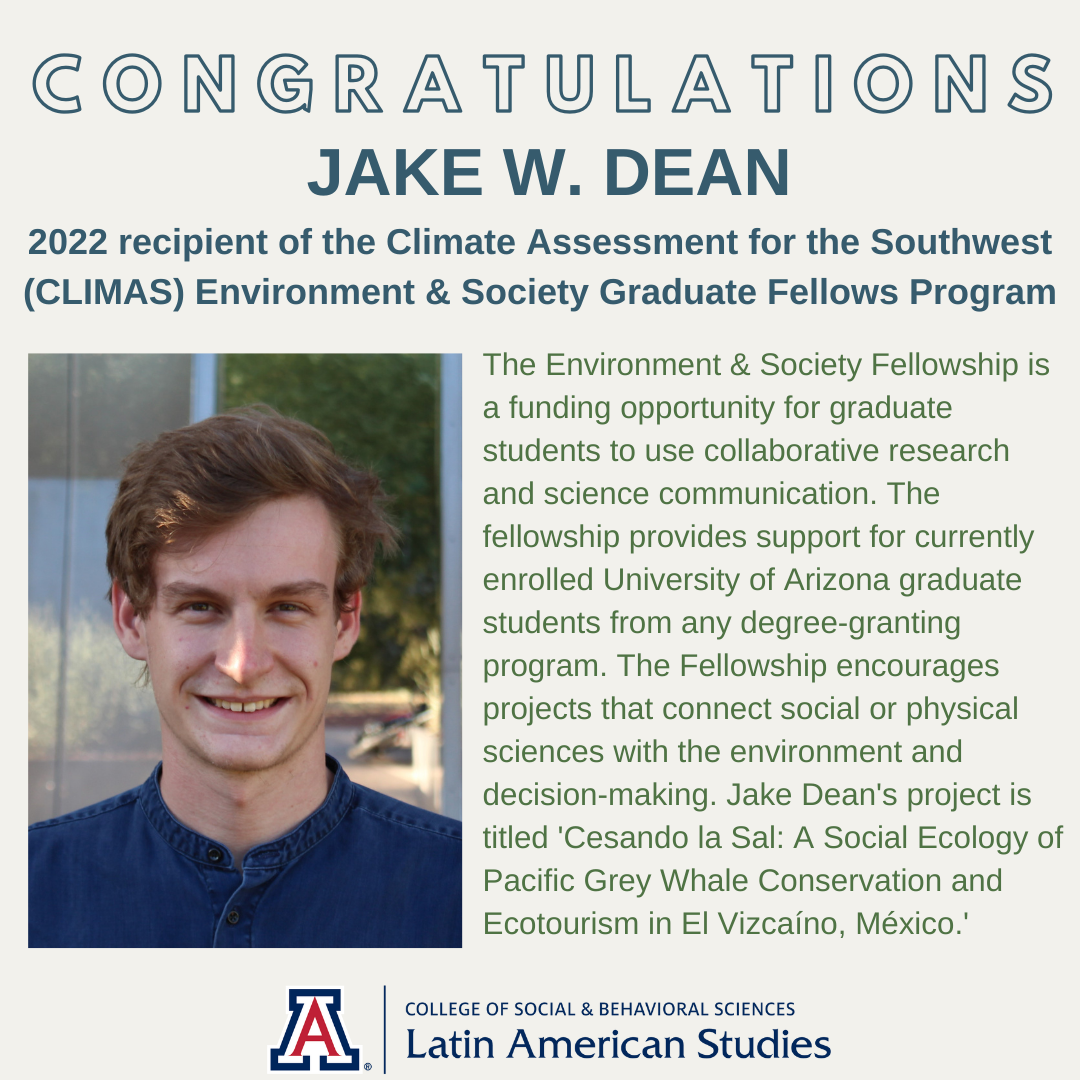 LAS student, Jake W. Dean recipient of the Climate Assessment for the ...